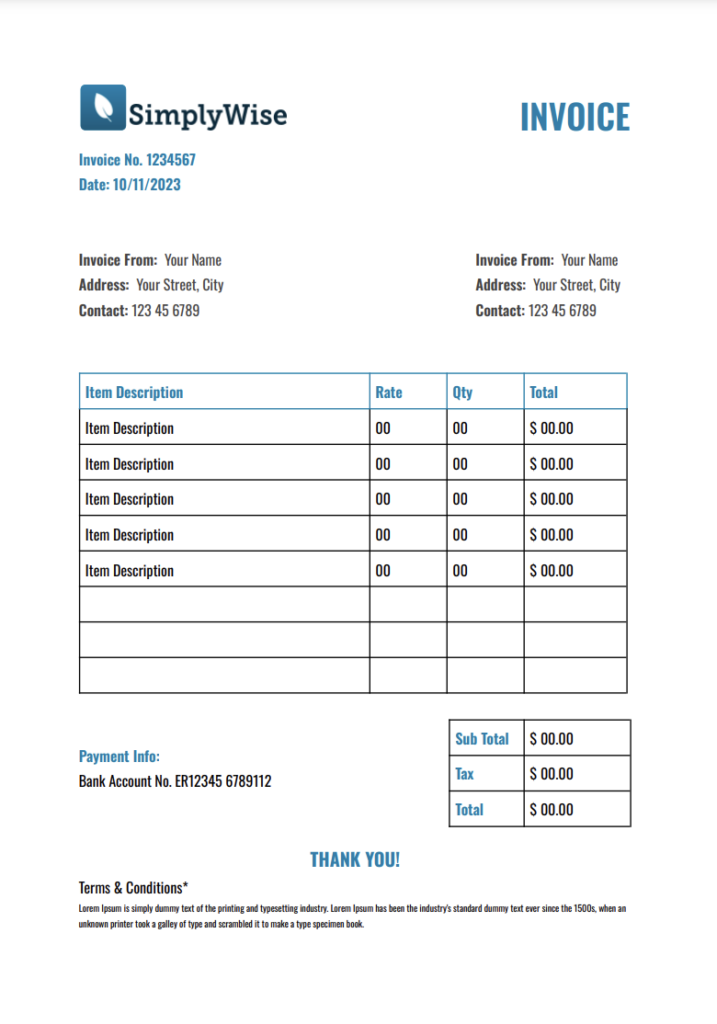 Receipt Template | SimplyWise - SimplyWise